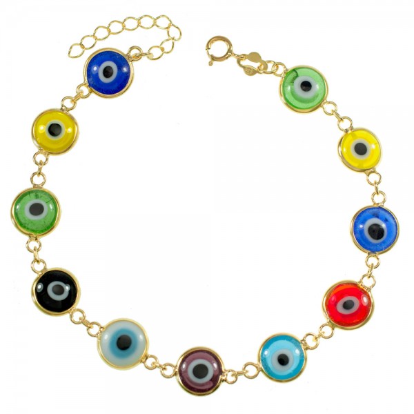 Pulsera dorada ojo turco Plata de Ley - Karissma